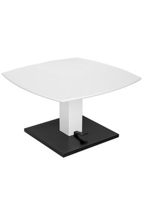 Novel Couchtisch, Schwarz, Wei&szlig;, Metall, Holzwerkstoff, quadratisch, Bodenplatte, Sockel, 80x47-66x80 cm, h&ouml;henverstellbar, einfacher Aufbau, Wohnzimmer, Wo