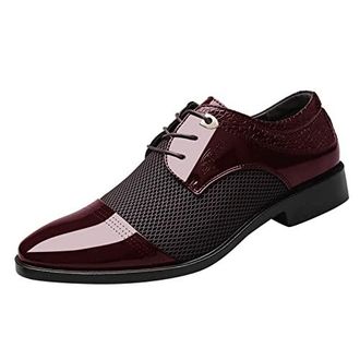 Generic Chaussures habill&eacute;es larges en cuir verni pour homme - Chaussures &eacute;l&eacute;gantes &agrave; lacets - Bout pointu - Chaussures habill&eacute;es - Mocassins dext&eacute;rieur respi