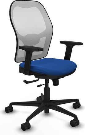 Piqueras y Crespo B&uuml;rostuhl mit 2D-Armen, h&ouml;henverstellbare Lendenwirbelst&uuml;tze, ausgestattet mit Syncro/Translack und Schaumstoff, Rollen 65 mm, Nylon, Wei&szlig;/Blau