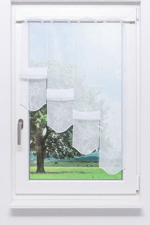 Plauener Spitze Panneaux Kelchblüten (BxH) 112x95cm in weiß