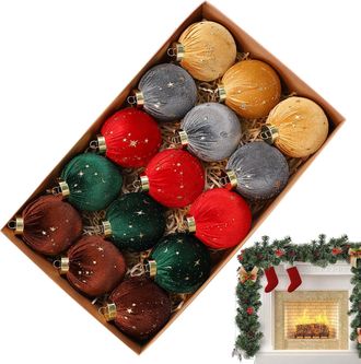 Generic Schneebereifte Weihnachtskugeln - 15 St&uuml;ck beflockte dekorative Weihnachtskugeln, h&auml;ngende Ornamente im Vintage-Stil, Gem&uuml;tliche Winterhausdekoration 