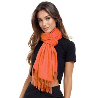 Glamexx24 Schal Damen Winterschal Gef&uuml;hl Langer Schal mit Fransen Baumwolle Warm Herbst Winter Unifarben Deckenschal und T&uuml;cher 200 x 74 cm