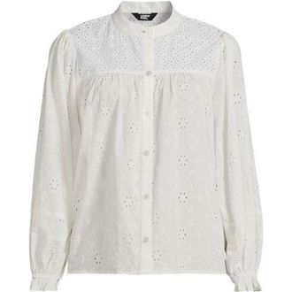 Lands End Lochmuster-Bluse, Damen, Größe:40-42 regular, Weiß, Baumwolle, by Lands End