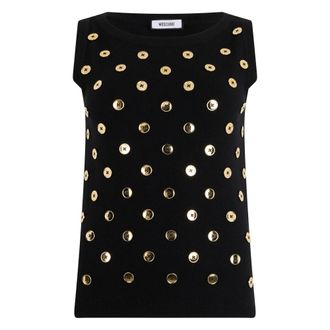 Moschino Gilet en maille avec boutons d&eacute;coratifs - Femme - Tops - Noir - Taille: 38 FR