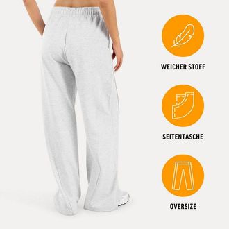 Smilodox Jogginghose Ylena, Sweatpants Damen, Loose Fit, Wide Leg mit Tunnelzug, Sport Elastischer Bund, Kordelzug, weites Bein, Logo, Gym & Homewear