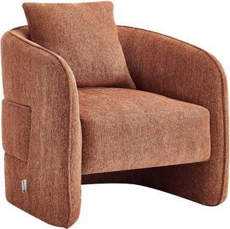 Vente-Unique Fauteuil en tissu chin&eacute; terracotta LANITO