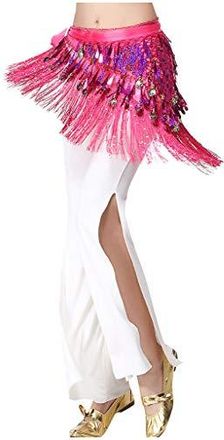 Generic Ceinture Elastique - Ceinture de Danse Femmes avec Perles et Paillettes pour Costume Tassels &Eacute;charpe Hanche Ventre