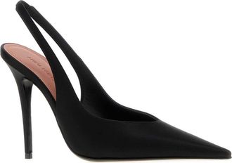 Amina Muaddi Pointed-Toe Slingback Heel - Black