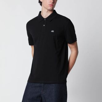 C.P. Company Black polo shirt with logo patch