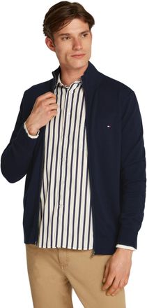 Tommy Hilfiger Herren Pullover mit Reißverschluss Essential Cotton Zip Thru Stehkragen, Blau (Desert Sky), XXL