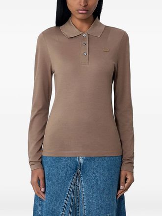 Lacoste long-sleeved buttoned polo shirt - Marron