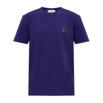 Versace Homme, Tops, Bleu, Taille: 2XL T-shirt en coton avec patch