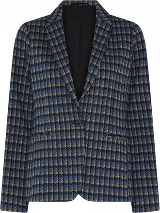 C.Ro Femme, Vestes, Bleu, Taille: 46 FR Blazer Classique à Carreaux Bleus