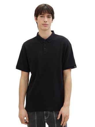 Tom Tailor Tom Tailor Denim Herren Relaxed Fit Poloshirt mit Streifen, 29999 - Black, XL