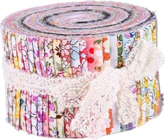 Oshhni Roll Up Baumwollstoff Streifen Jelly Rolls Quilting Craft Stoff - Blumen