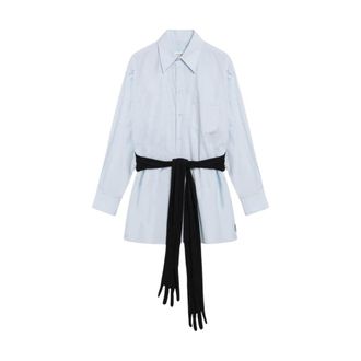 Maison Margiela Chemise D&eacute;construite avec Gants Int&eacute;gr&eacute;s - Femme - Blouses et Chemises - Bleu - Taille: 38 FR