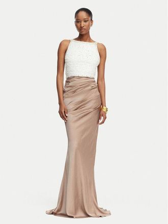 Elisabetta Franchi Abendkleid AB-R17-62E2-V800 Hellbraun Slim Fit
