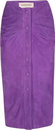 Valentino Garavani Femme, Jupes, Violet, Taille: 36 FR Suede Skirt