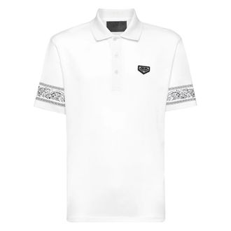 Philipp Plein Polo Shirt Paisley Gothic Plein - - Tops - Herren - Wei&szlig; - 2XL