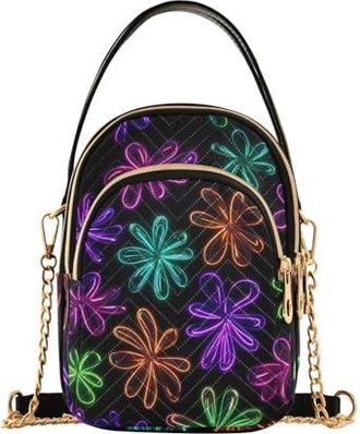 Mnsruu Sac à bandoulière pour femme - Couleur fluo - Motif floral - Petit sac à bandoulière avec sangle réglable