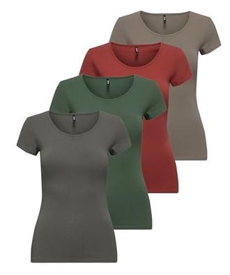 Only Onllive Love S/S Haut JRS &agrave; col rond pour femme (1 pi&egrave;ce), Marron (Spiced Apple/Thyme/Plum Kitten/Fallen Rock), XXL