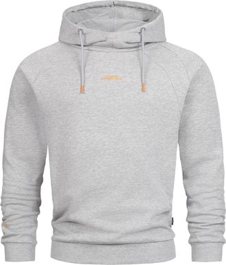 Indicode Herren INVir Sweatshirt mit Schalkragen und Kapuze | Kapuzenpullover f&uuml;r M&auml;nner Lt Grey Mix, XXL