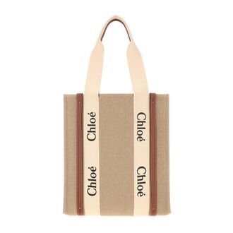 Chlo&eacute; Woody Logo Bestickte Tote Bag - - Bags - Damen - Braun - ONE SIZE