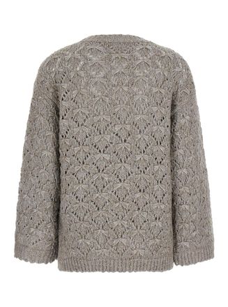 Fabiana Filippi Womens Sweater V-Neck Grey Merino-Alpaca Merino Wool Tops Top