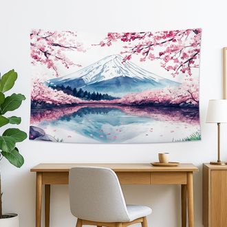 Generic Wandteppich mit Kirschbl&uuml;ten-Motiv, Pfirsichblumen-Wandbehang, &auml;sthetische Dekoration f&uuml;r Schlafzimmer, Wohnzimmer, Wohnheim, Natur-Wandteppich, 152,4