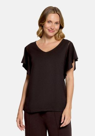 Cartoon Kurzarmshirt Damen mit V-Ausschnitt (1-tlg)