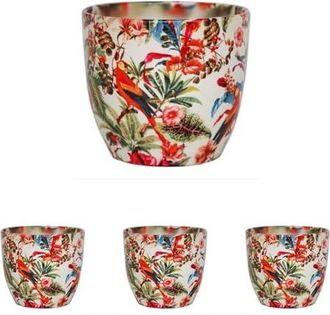 Ivyline Monza Tropischer Papagei, 13 x 13 cm, Rot/Creme, Einheitsgr&ouml;&szlig;e (Packung mit 4)