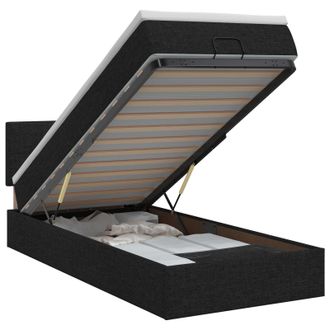 vidaXL Letto Ottomano Con Materasso Nero 100 X 200 Cm Tessuto Vidaxl