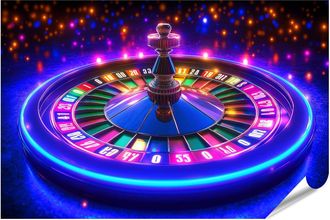 Islandburner XXL Bild Poster Leuchtendes Roulette Rad bei Nacht Premium Bilder Fotodruck