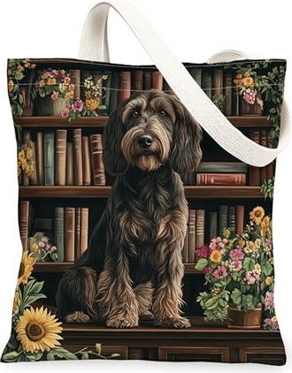 Generic Sac fourre-tout en toile &agrave; poil dur allemand pour le shopping, 33 x 38 cm, sac d&eacute;picerie r&eacute;utilisable pour femme, sac d&eacute;picerie amusant pour animaux d