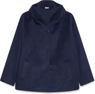 Fiorella Rubino Femme, Vestes, Bleu, Taille: 48 FR Veste en m&eacute;lange de laine avec capuche