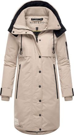 Marikoo Damen Wintermantel mit Kapuze & Taillierungsband - Anoukaa