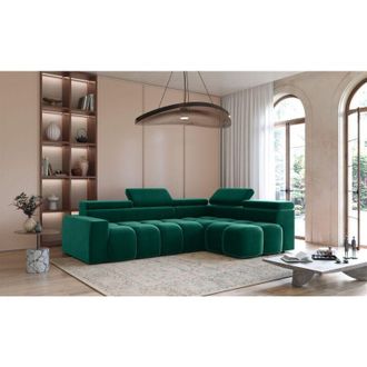 Fun M&ouml;bel Ecksofa Designersofa darcy in Stoff Salvador Flaschengr&uuml;n Ottomane Rechts