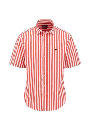 Fynch-Hatton Kurzarmhemd FYNCH-HATTON, Herren, Gr. XXL, N-Gr, rot (tomato), Web, Obermaterial: 100% Baumwolle, gestreift, regular fit normal, ohne Ausschnitt, gera
