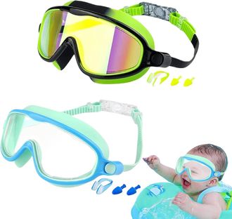 Generico Schwimmbrille, Kinder-Schwimmbrille mit breiter Sicht und UV-Schutz, Anti-Beschlag-Brille ohne Auslaufen, mit Nasenklammer, für Kinder, Pool, Schnorch