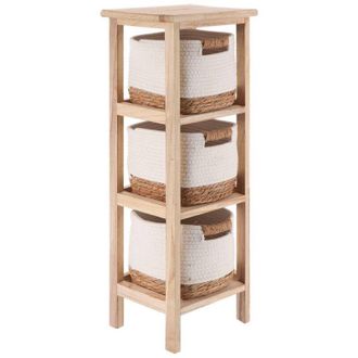 Tendance Meuble en paulownia 3 tiroirs en matiere vegetale et coton - naturel blanc Tendance