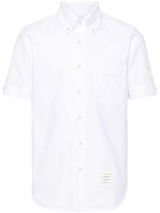 Thom Browne chemise en coton &agrave; patch logo - Blanc