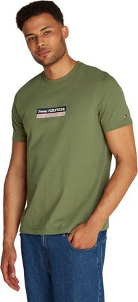 Tommy Hilfiger Herren T-Shirt Kurzarm Box aus Baumwolle, Grün (Battle Green), XXL