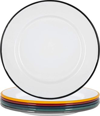 Argon Tableware Weiße Emaille -Dinner -Teller - 25,5cm - 6 Farben