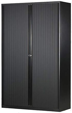 Bisley Rollladenschrank EuroTambour, 4 Fachböden, 5 OH, Metall, 5633 Rollladen/Korpus Schwarz, 43 x 120 x 198 cm