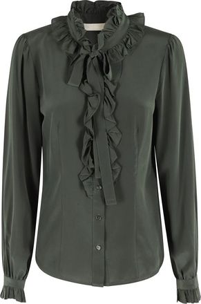 Ulla Johnson Femme, Blouses et Chemises, Vert, Taille: 34 FR Chemisier en Soie à Volants en Couleur Cyprès