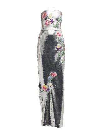 Monique Lhuillier robe brodée de sequins - Argent