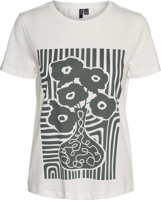 Vero Moda Damen VMBERIT Francis SS Box JRS GA T-Shirt, Snow White/Print:Youre My Cherry ON TOP, M