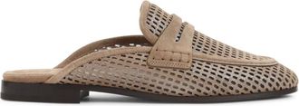 Brunello Cucinelli Femme, Chaussures, Beige, Taille: 39 EU Mules en maille scintillante en cuir