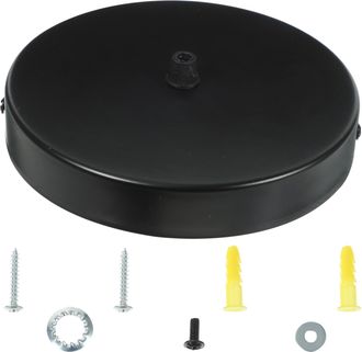 SOLUSTRE Vintage Kronleuchter Baldachinplatte Rund 15cm aus Eisen Deckenleuchtenabdeckung Schwarz Formstabil und Bruchfest f&uuml;r Wohnraum Restaurant und Caf&eacute;