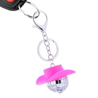 Generic Mini boule disco - Porte-cl&eacute;s - Chapeau de cowboy rose - Mini boule disco - &Agrave; suspendre - R&eacute;utilisable - D&eacute;coration de f&ecirc;te pour femmes, hommes, fille